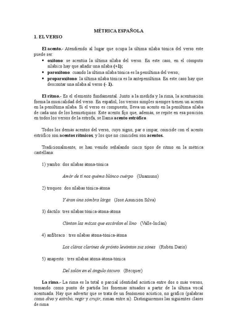 Métrica y Ritmo en la Poesía Española | PDF | Metro (poesía) | Rima