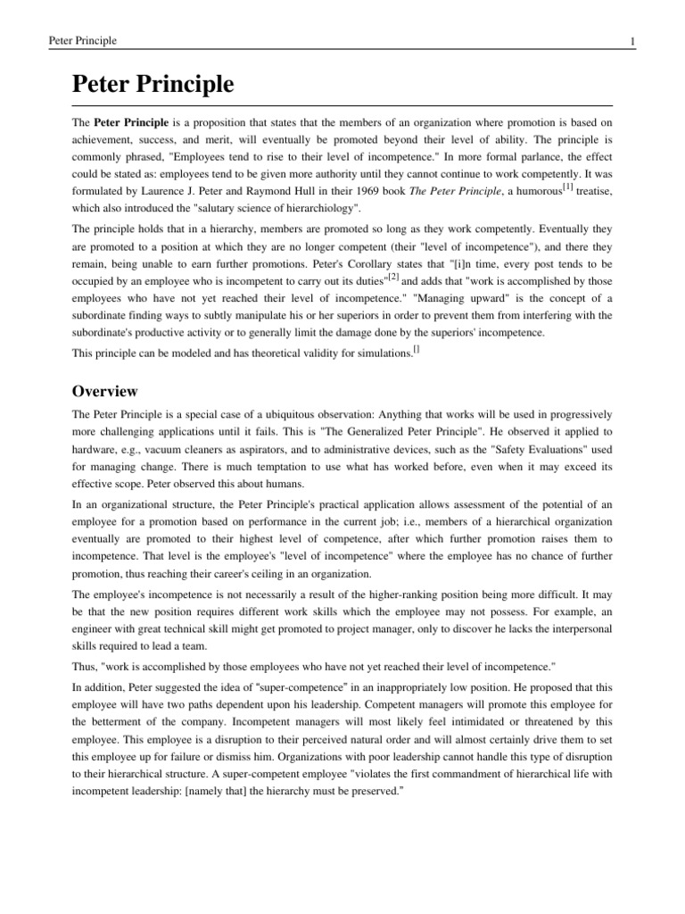 Wiki Peter Principle | PDF | Employment | Leadership
