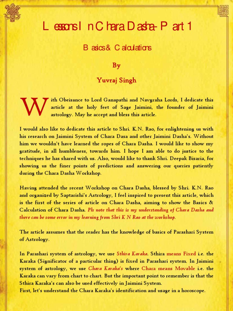 Chara Dasha Part 1 | PDF | Language Arts & Discipline