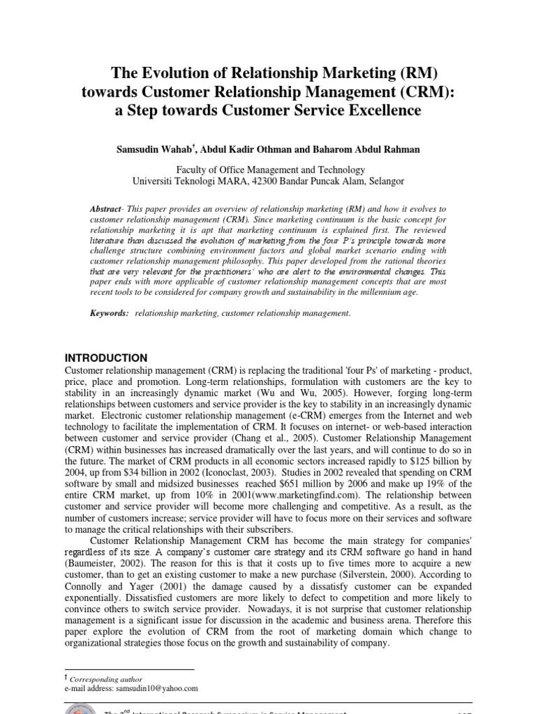 The Evolution of Relationship Marketing | PDF | Customer Relationship ...