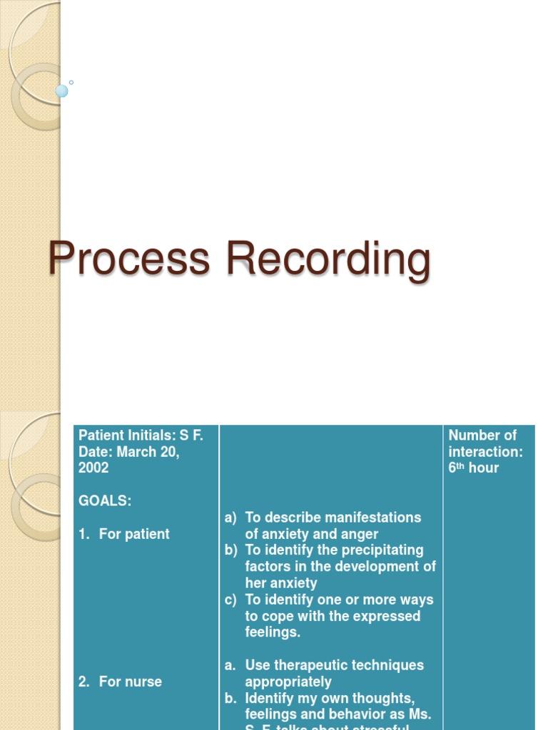 Process Recording | PDF | Nonverbal Communication | Nursing