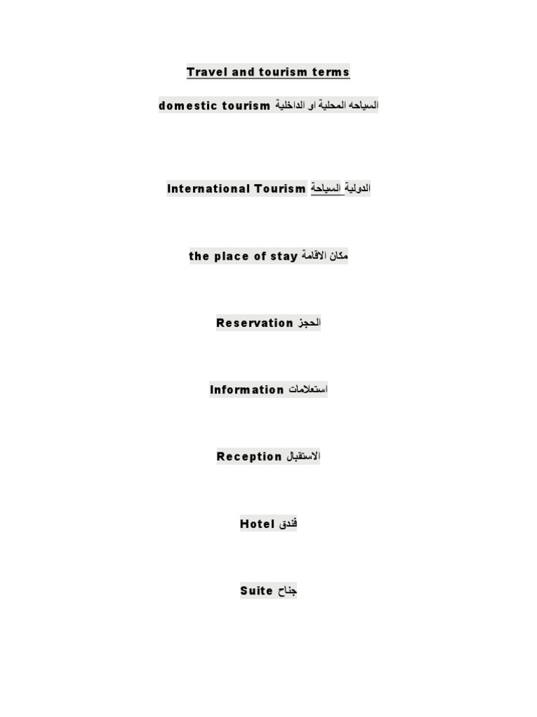 Travel and Tourism Terms | PDF | Business | Art