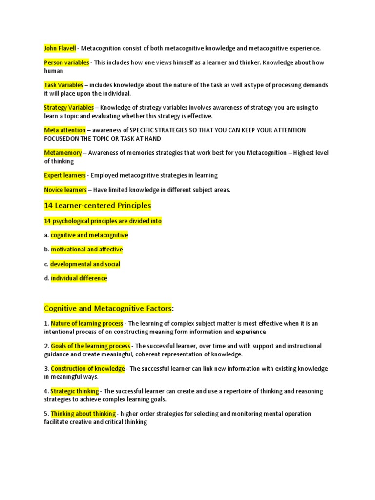 John Flavell | PDF | Metacognition | Schema (Psychology)