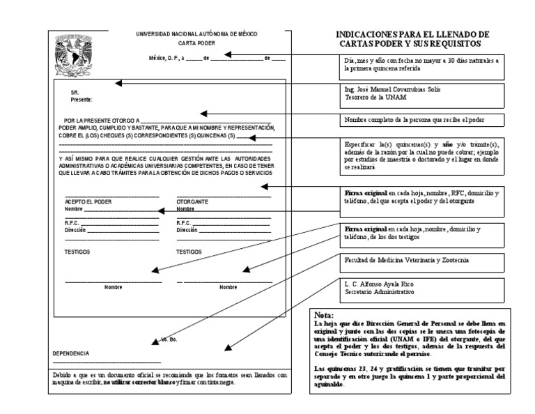 Instructivo Llenado CARTA PODER | PDF | Derecho