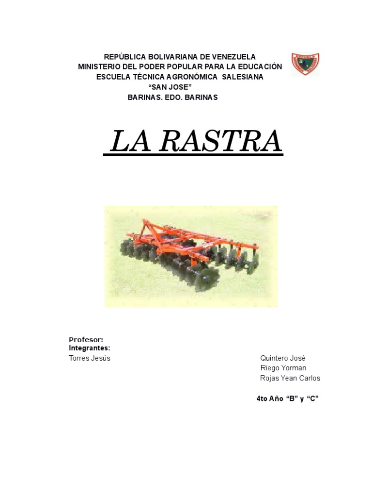 Tipos y funciones de la rastra agrícola | PDF | Arado | Eje