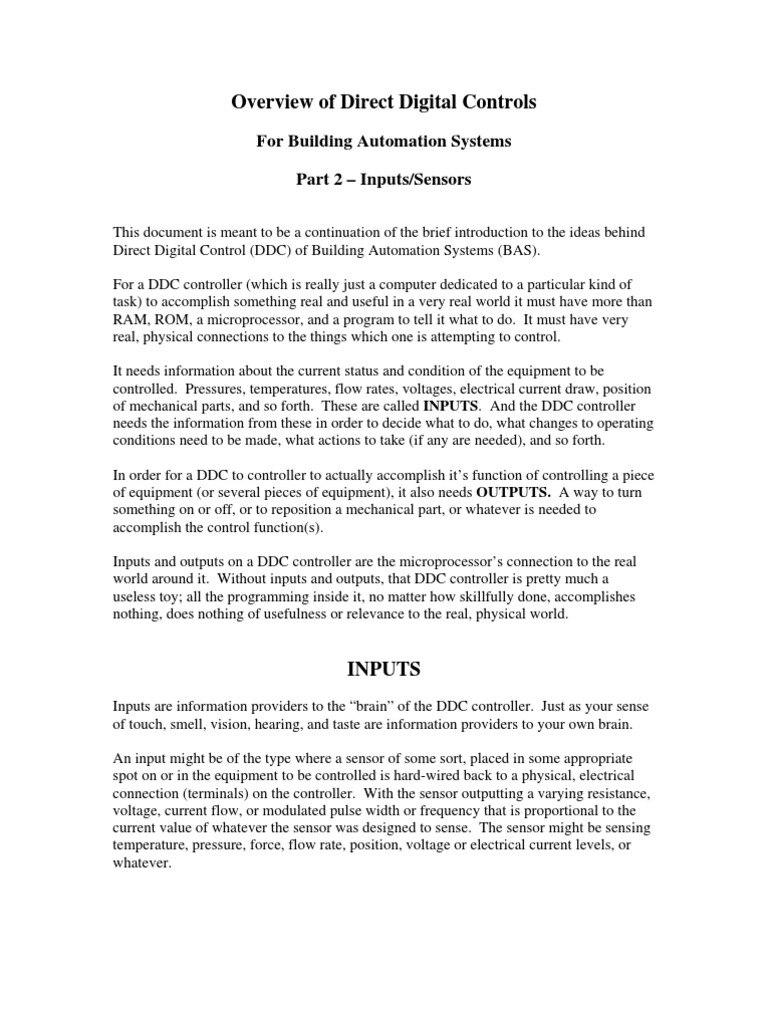An Overview of Direct Digital Controls Part 2 | PDF | Sensor | Computer ...