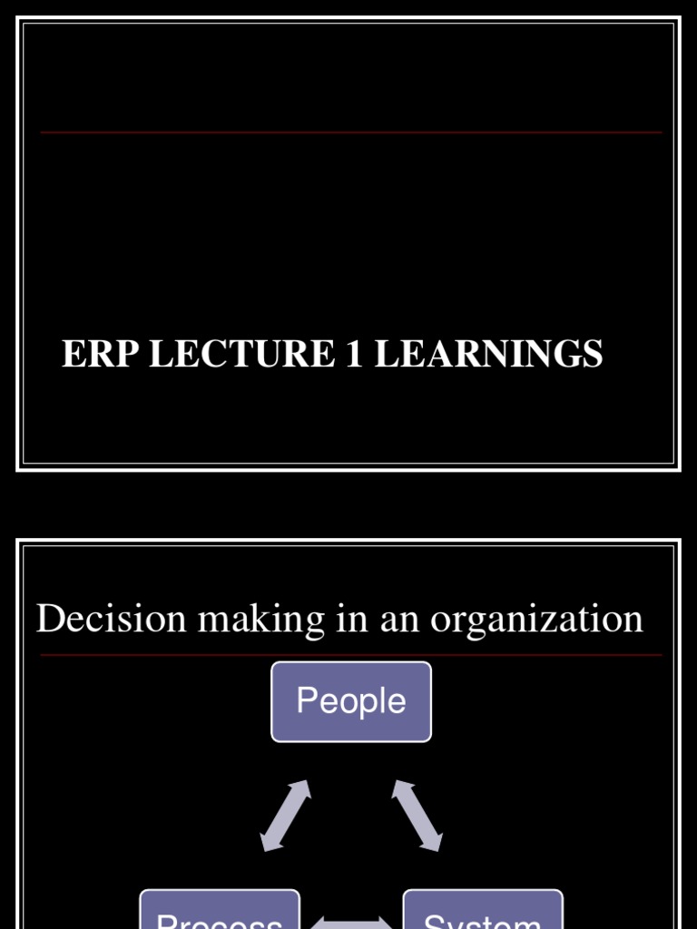 ERP LECTURE 1 KEY LEARNINGS | PDF | Enterprise Resource Planning | Strategic Management