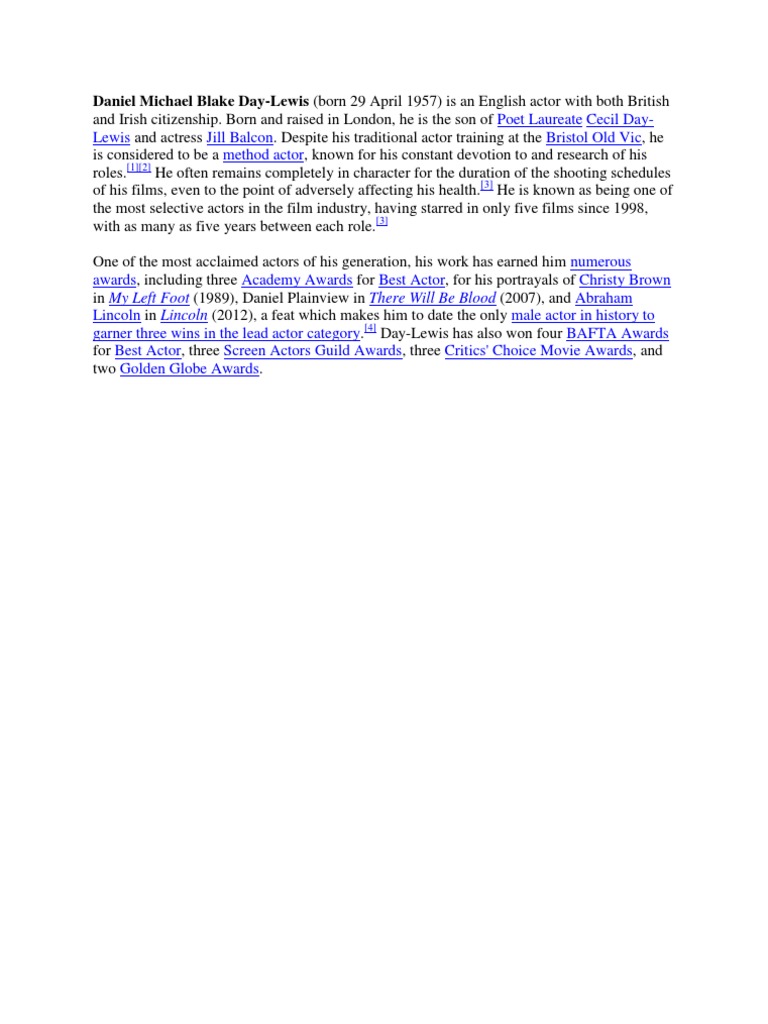 Daniel Michael Blake Day | PDF