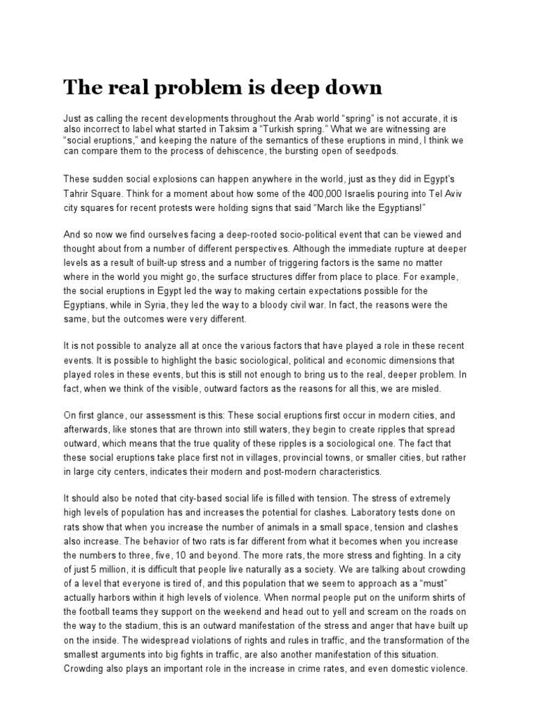 The Real Problem Is Deep Down | PDF | Egypt | Violence