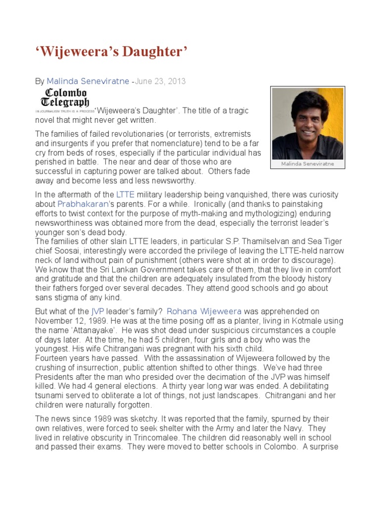 Wijeweera's Daughter' | PDF | Sri Lanka | Conflicts