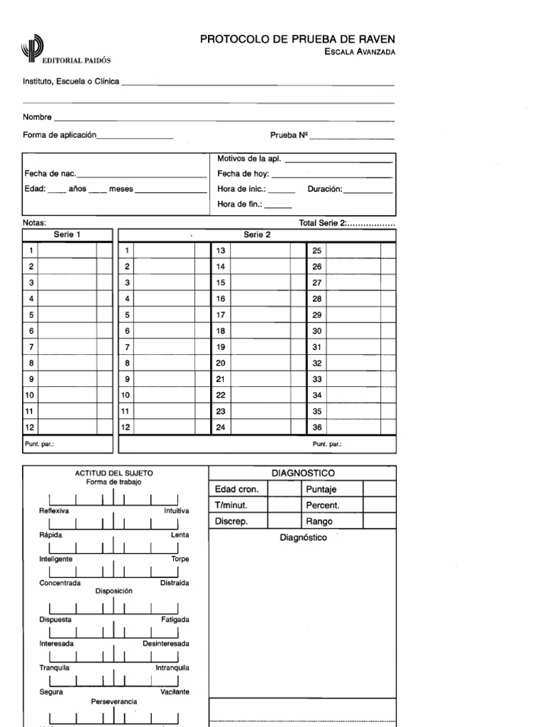 Raven Escala Avanzada - Protocolo | PDF