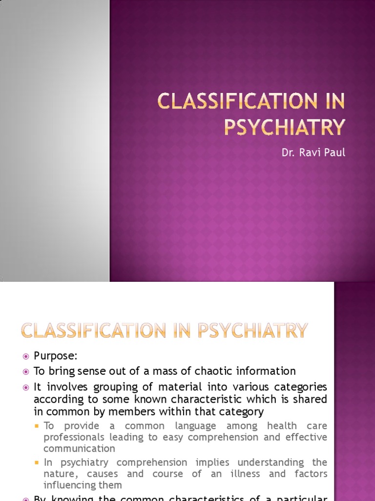 Classification in Psychiatry | PDF | International Statistical ...