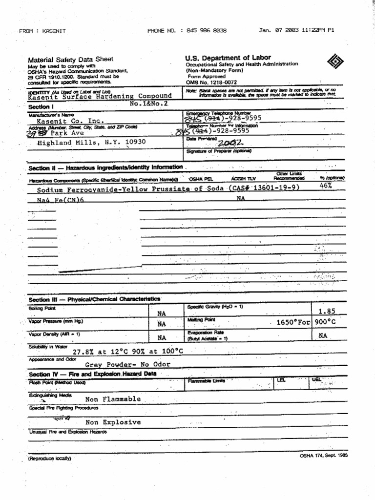 Kasenit MSDS | PDF