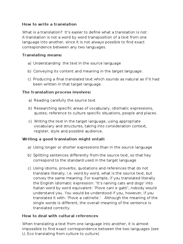 How To Write A Translation | PDF | Translations | Idiom
