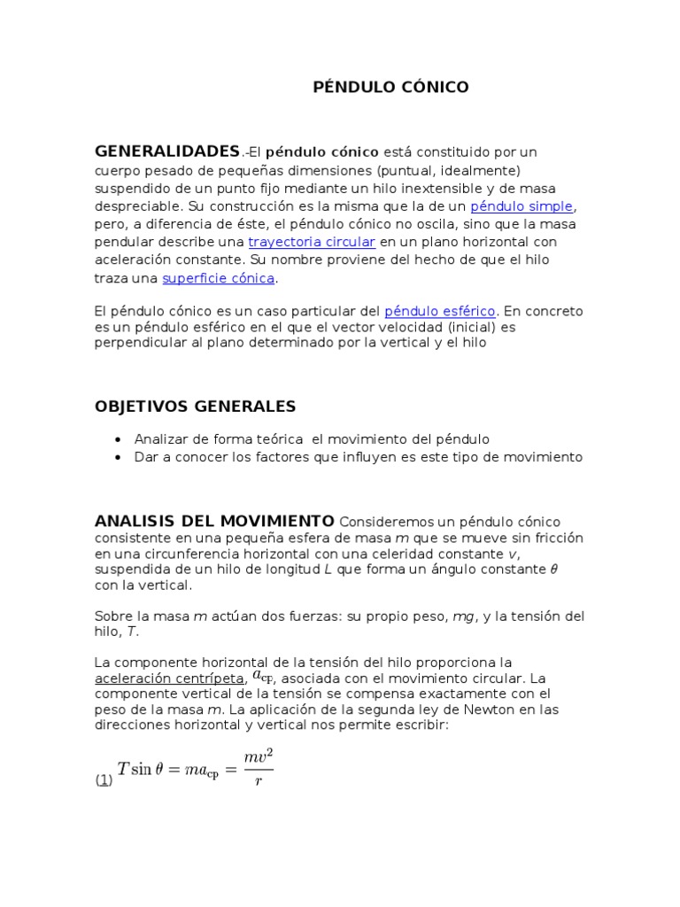 El Pendulo Conico | PDF