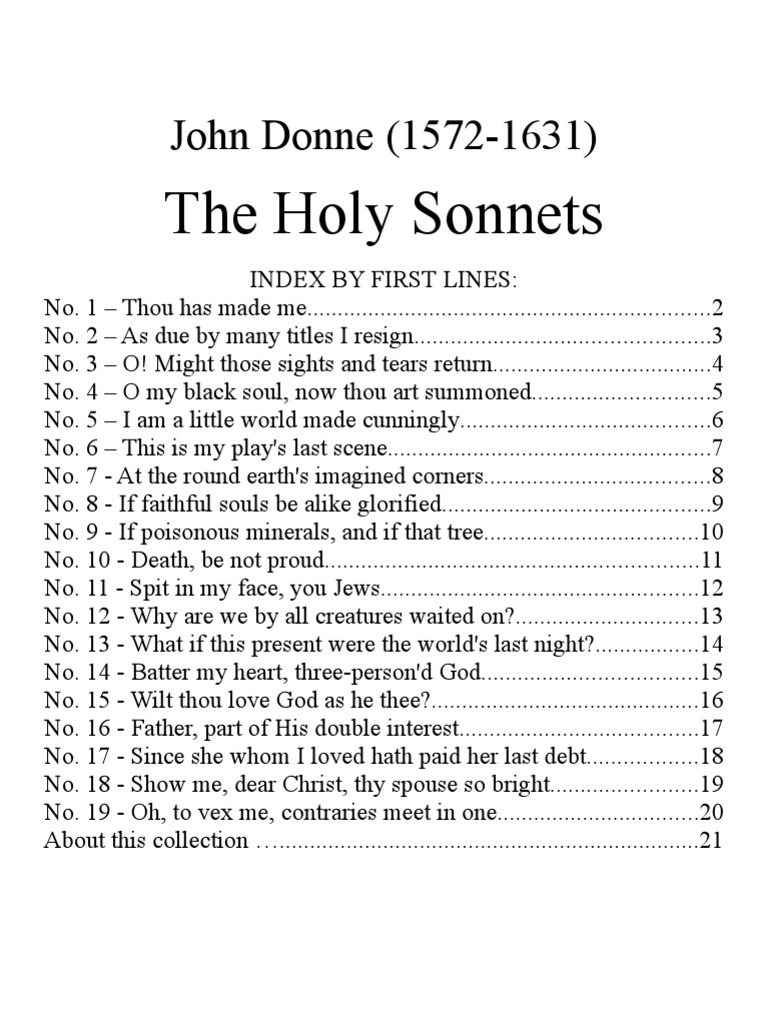 The Holy Sonnets of John Donne | Religious Belief And Doctrine ...