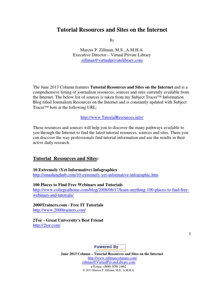 Online Tutorial Resources | PDF | Tutorial | Educational Technology