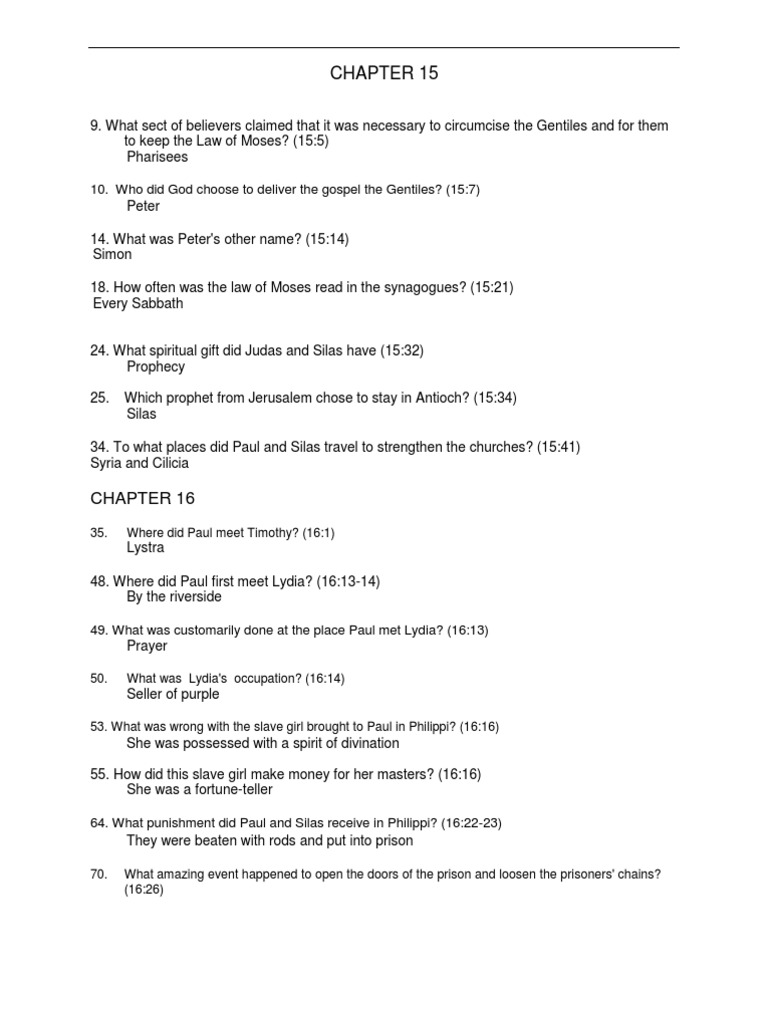 Acts of Apostles Quiz Questions & Answers | PDF | Paul The Apostle ...