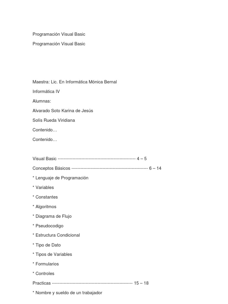 Programación Visual Basic | PDF | Algoritmos | Lenguaje de programación