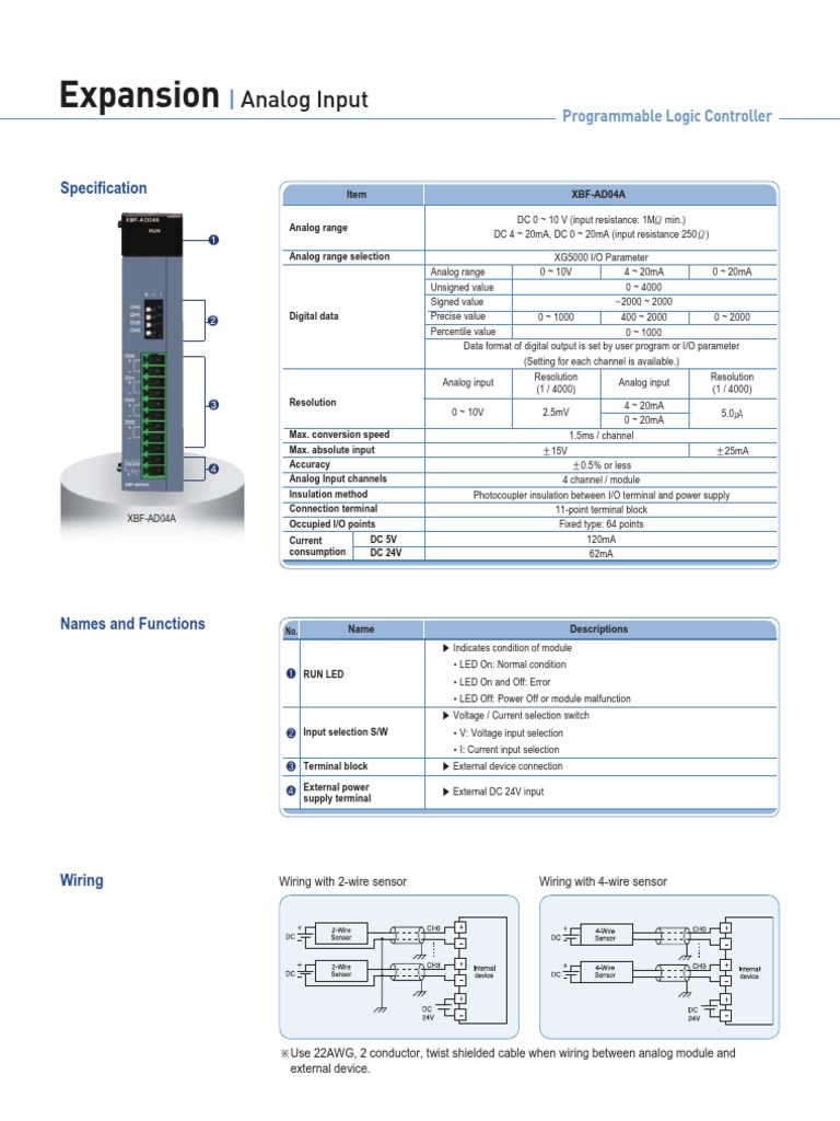 XBF-AD04A Analog Input Module Datasheet | PDF