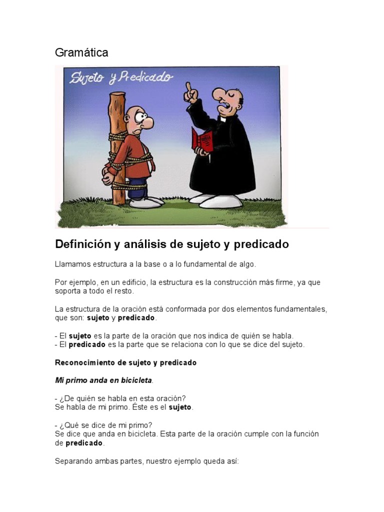 Gramática Sujeto y Predicado | PDF | Asunto (gramática) | Predicado ...