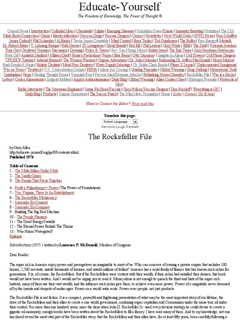 The Rockefeller File (1976) by Gary Allen | PDF | John D. Rockefeller ...