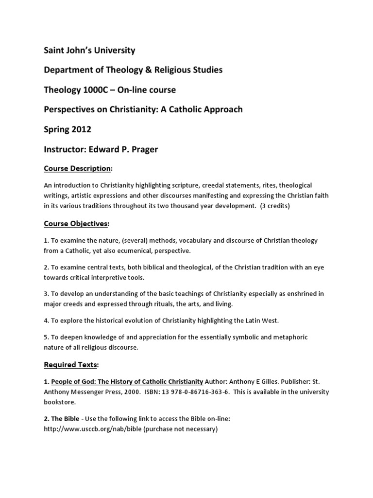 Theo Syllabus | PDF | Creed | Theology