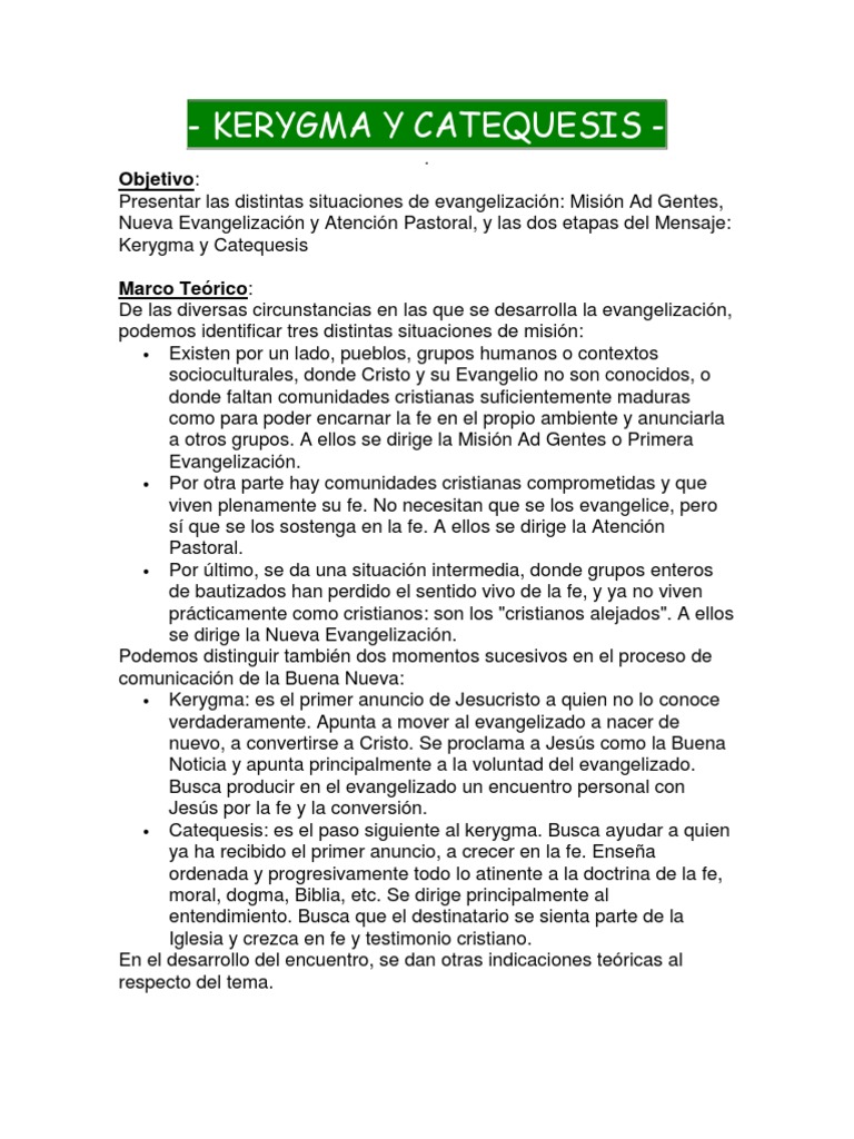 Kerygma y Catequesis | PDF | Evangelización | Fe