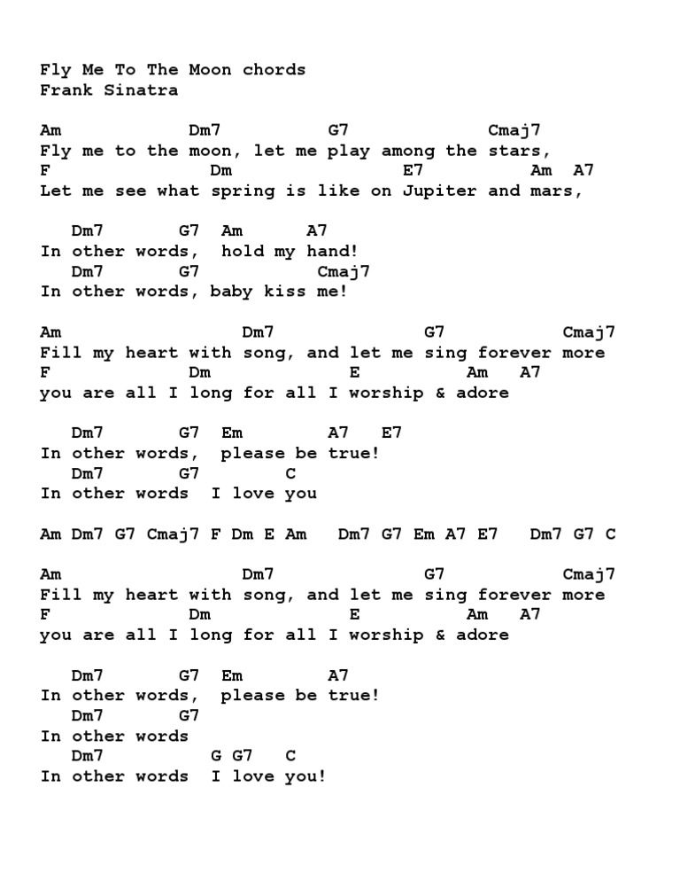 Fly Me To The Moon Chords Guitar