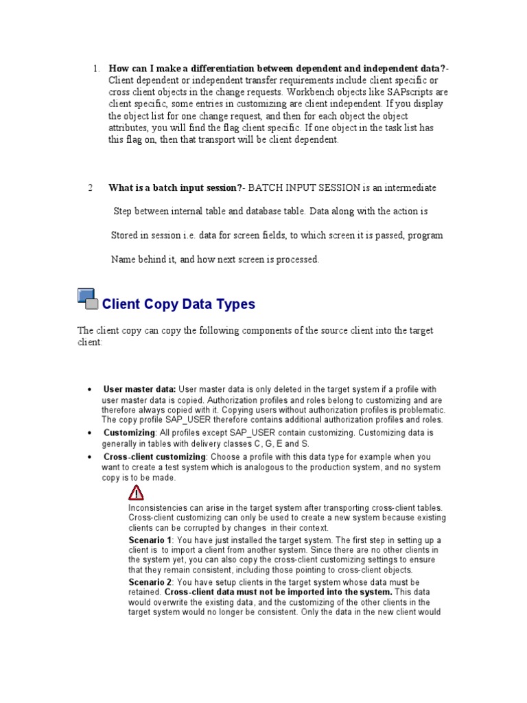 Client Copy Data Types: What Is A Batch Input session?-BATCH INPUT SESSION Is An Intermediate ...