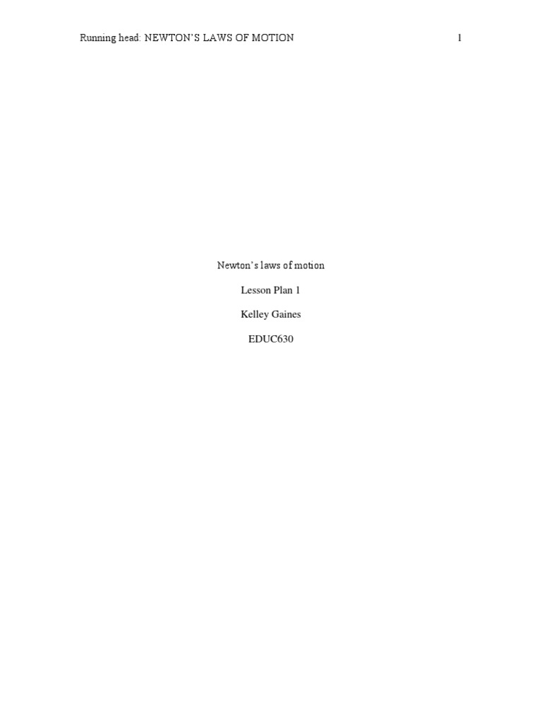 8th Grade Newton's Laws Lesson Plan | PDF | Podcast | Newton's Laws Of ...