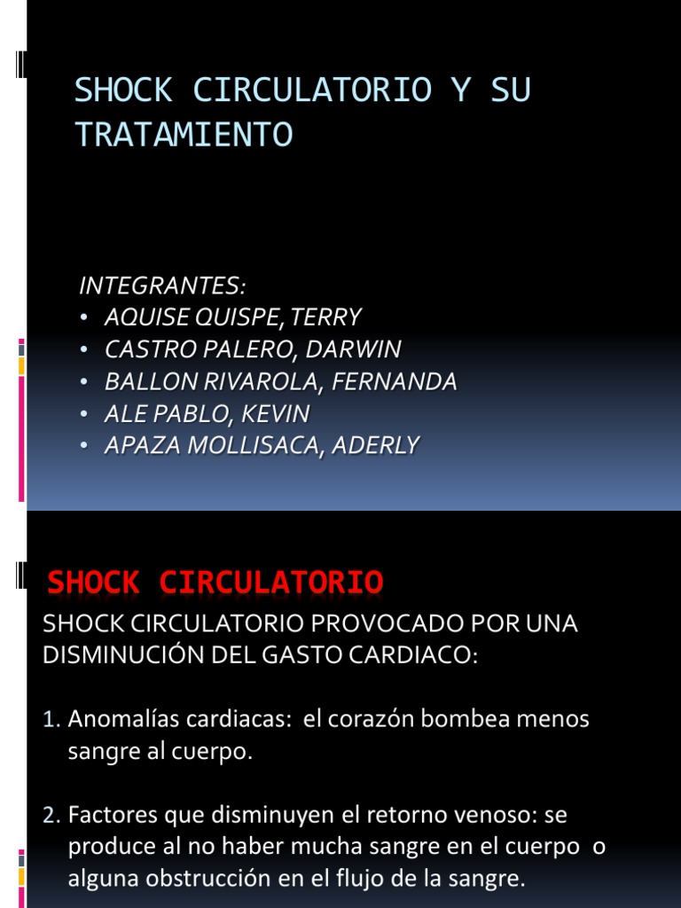 Shock Circulatorio | PDF | Choque (circulatorio) | Sangre