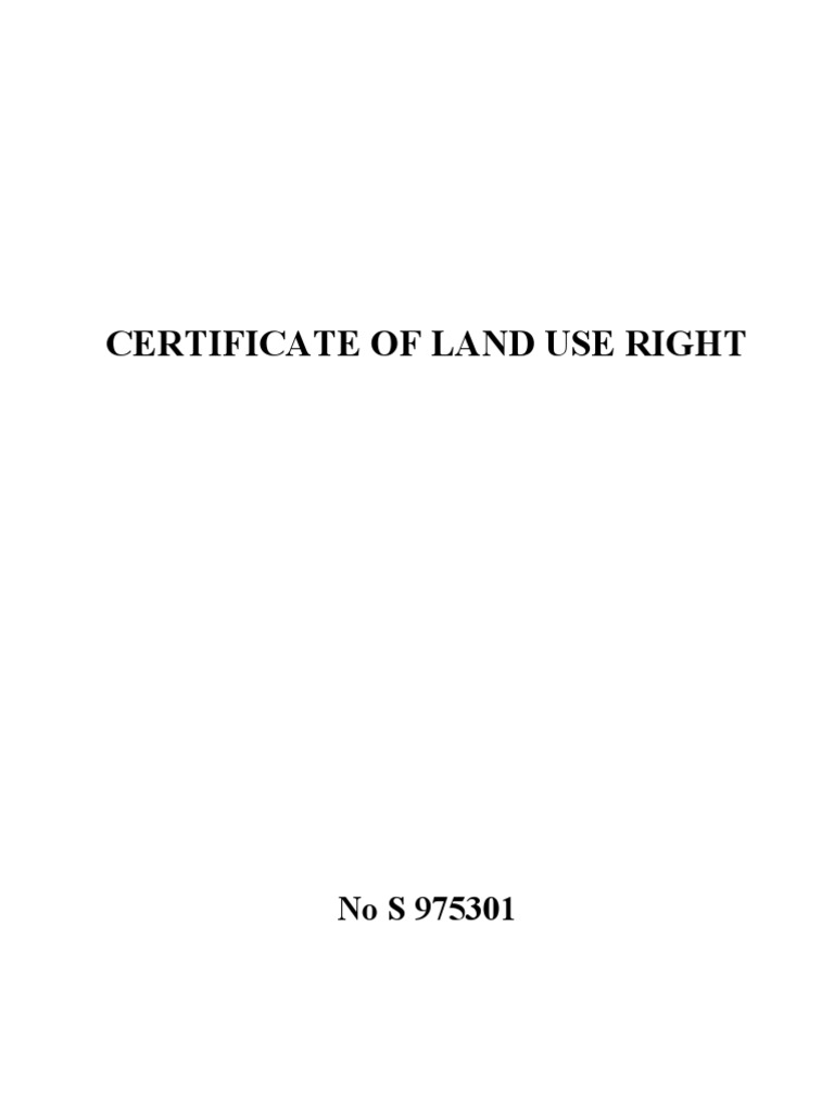 Land Use Rights Certificate Overview | PDF | Law