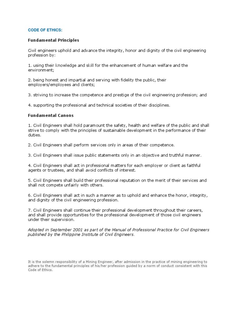 Code of Ethics | Download Free PDF | Engineer | Profession