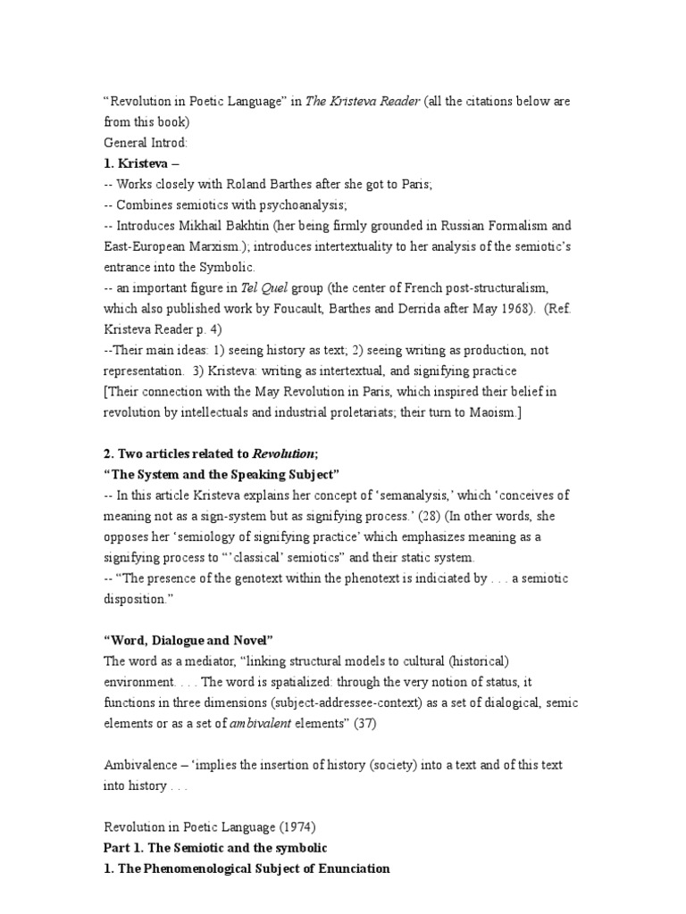 Kristeva, Julia | PDF | Semiotics | Philosophical Movements