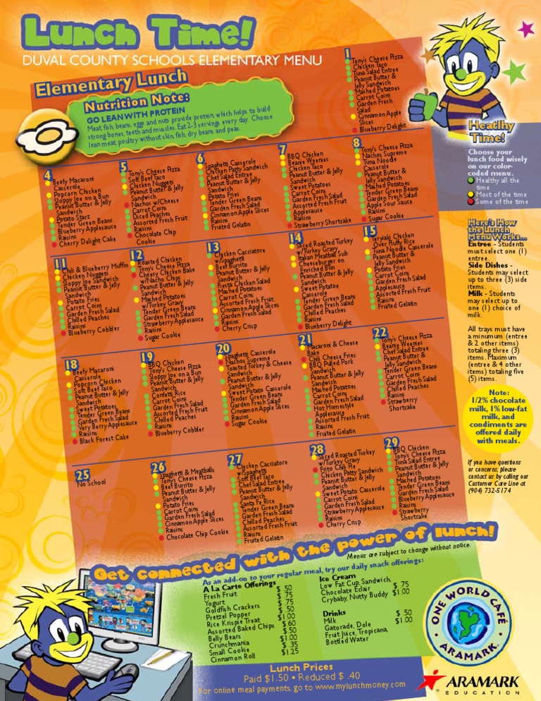 May 2009 Elementary Lunch Menu | PDF