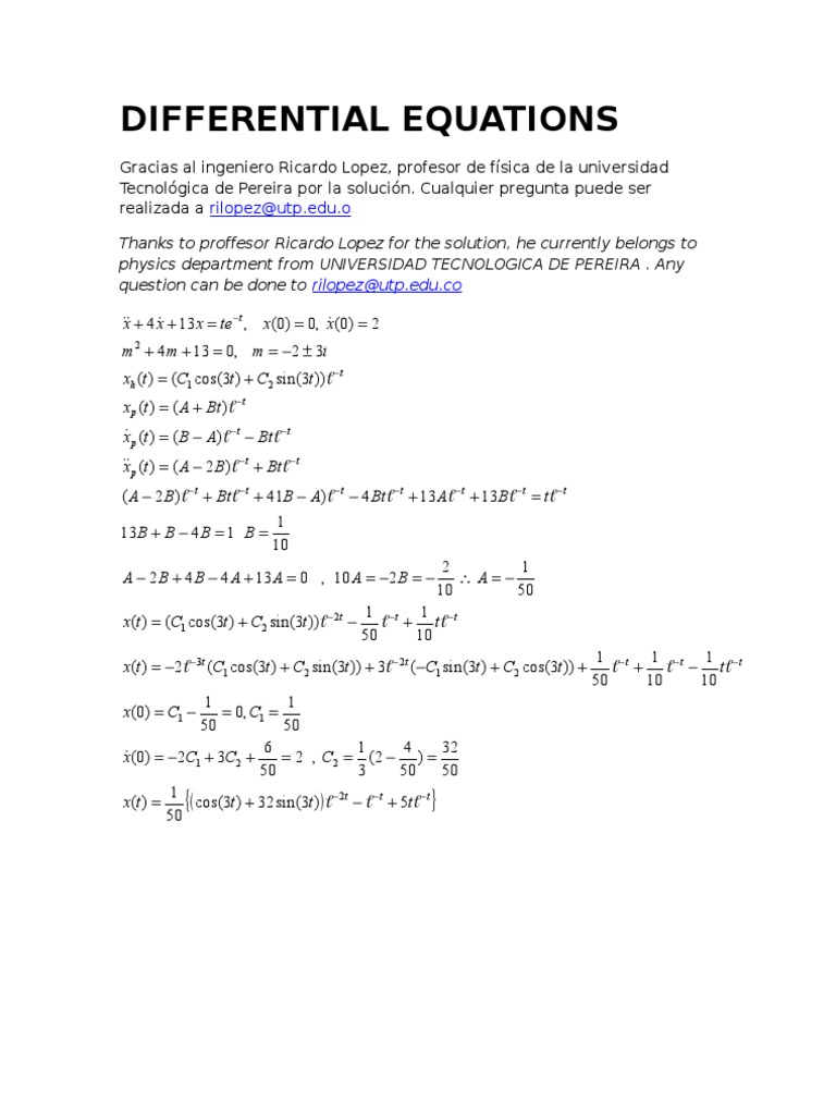 Differential Equation | PDF