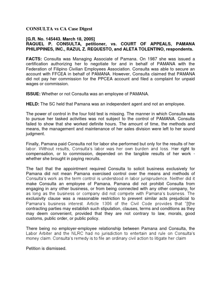 CONSULTA Vs CA | PDF | Labour Economics | Employment