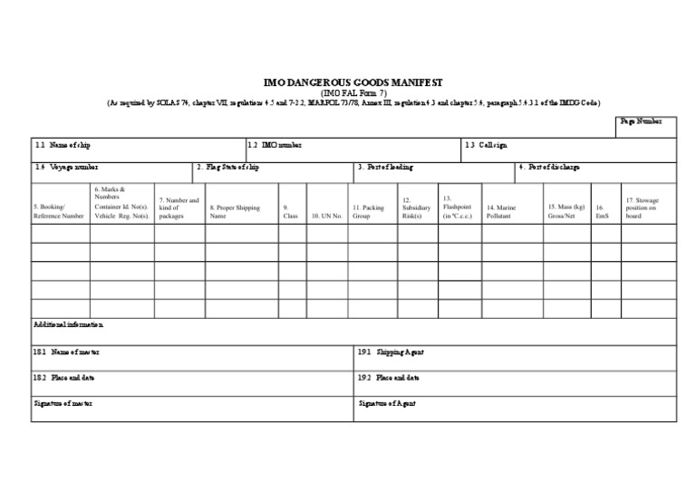 Dangerous Goods (FAL Form 7)