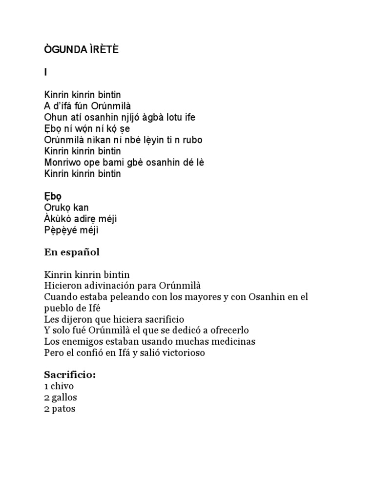 Ogunda Irete - 16 Caminos - Femy PDF | PDF | Religión y espiritualidad