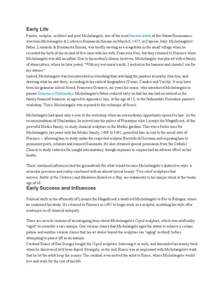 Michelangelo's Biography | PDF | Michelangelo | Paintings