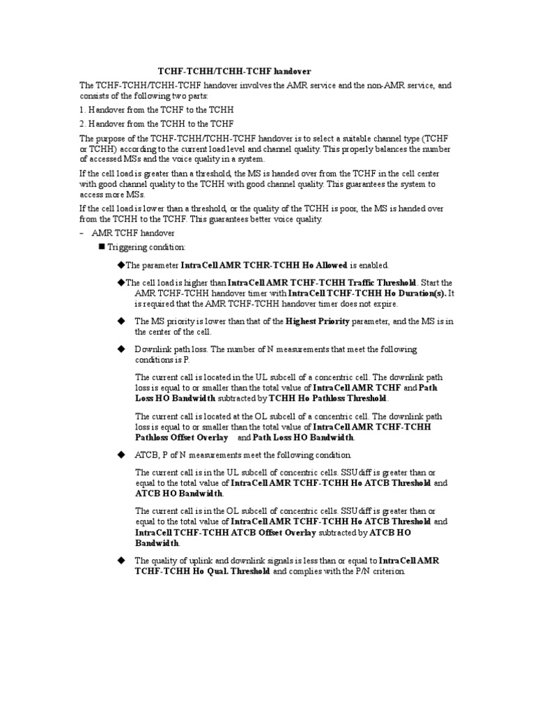 TCHF TCHH TCHH TCHF Handover | PDF | Radio Technology | Electronic Engineering