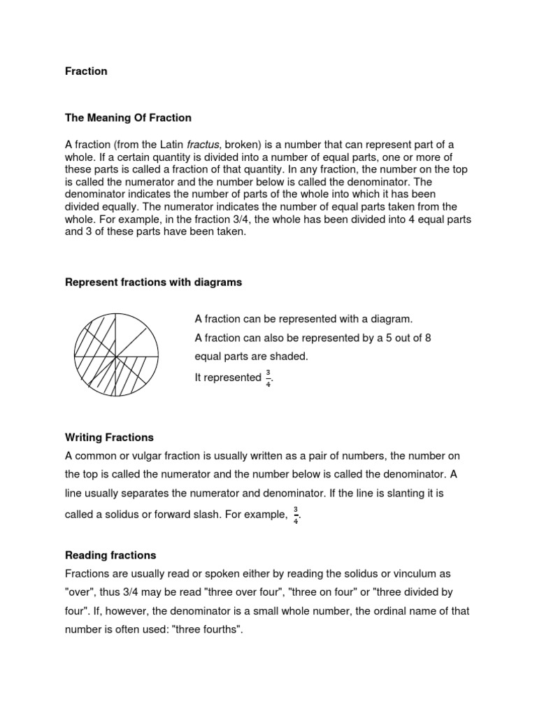 Fraction | PDF | Fraction (Mathematics) | Numbers