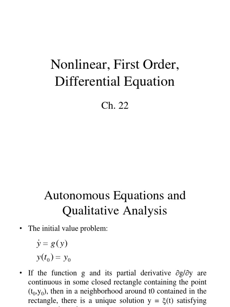Nonlinear, First Order, Differential Equation | PDF | Nonlinear System ...