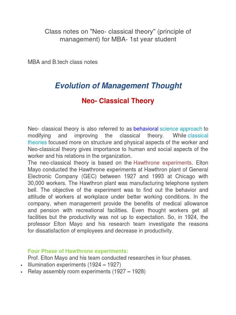 Neo- Classical Theory.docx | Motivation | Self-Improvement