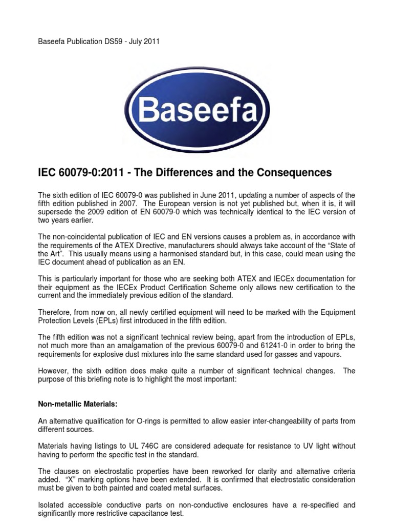DS59 IEC 60079 0 2011 The Differences and The Consequences | PDF ...