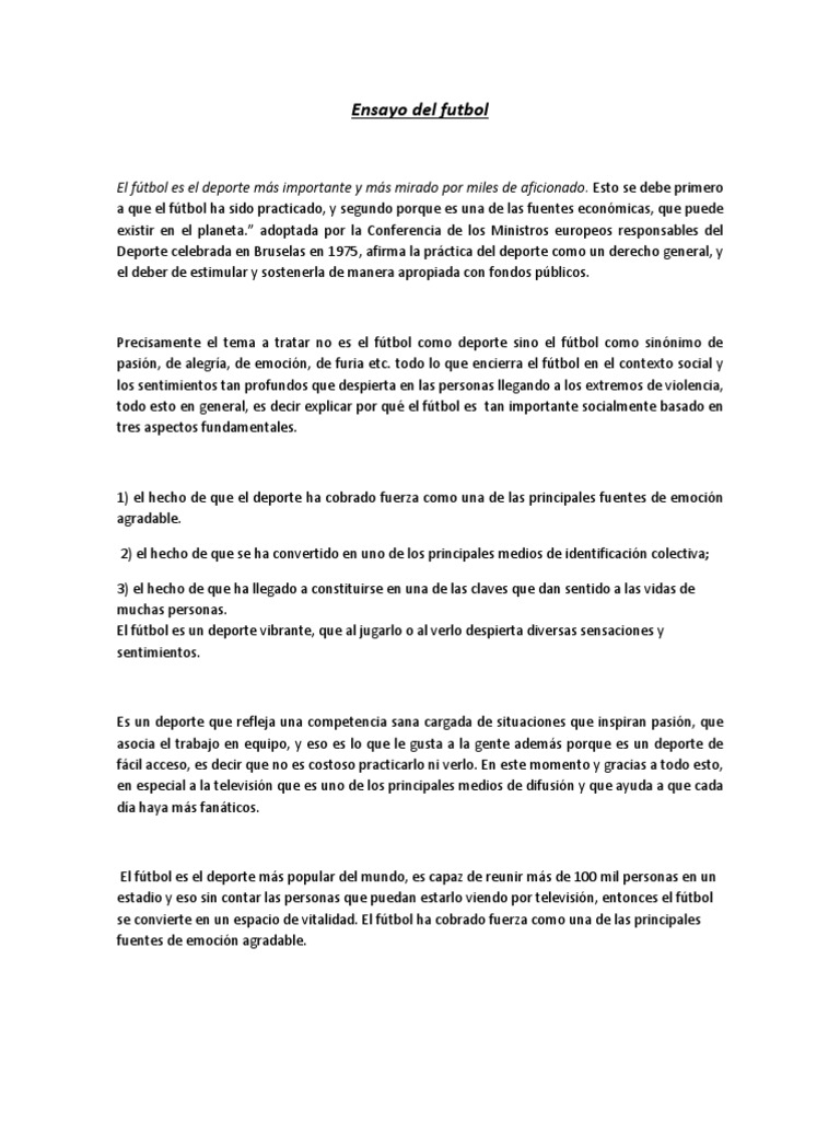 Ensayo Del Futbol