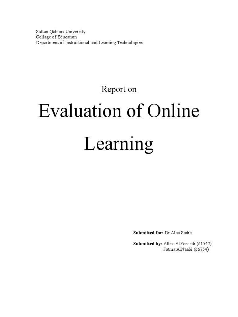 Evaluation of Online Learning | PDF | Educational Technology | Survey ...