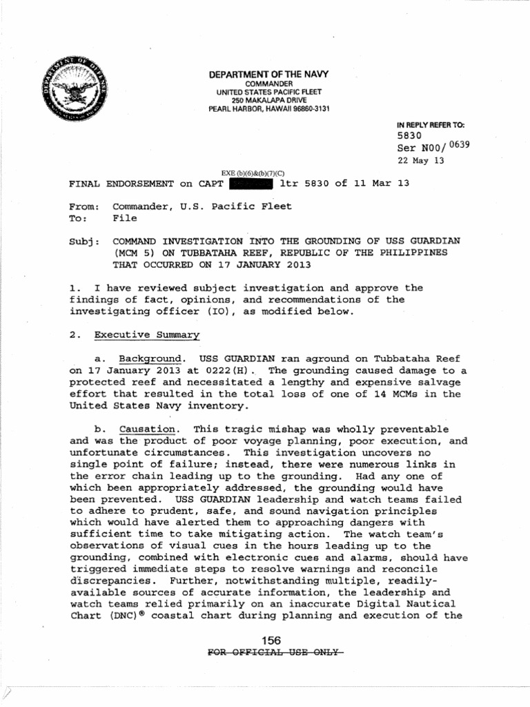Uss Guardian Grounding | PDF | Navigator | United States Navy