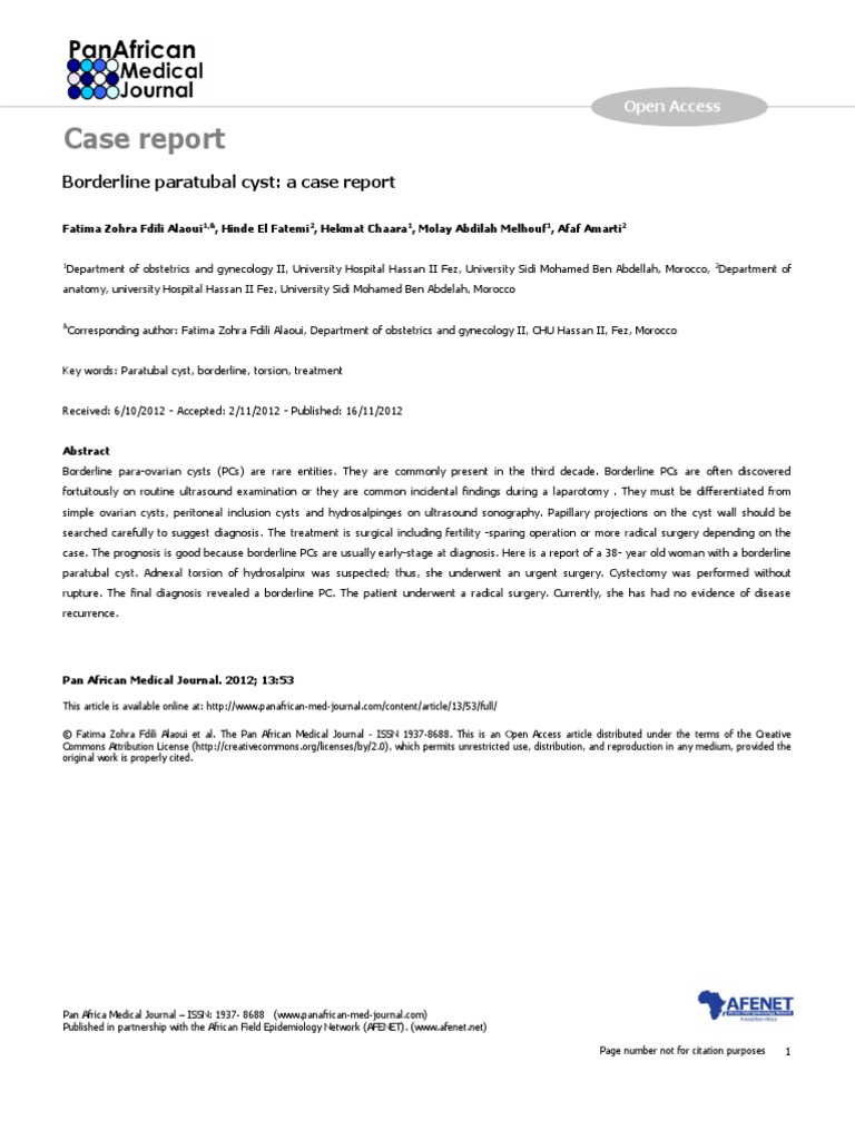 Paratubal Cyst | PDF | Ovarian Cancer | Biopsy